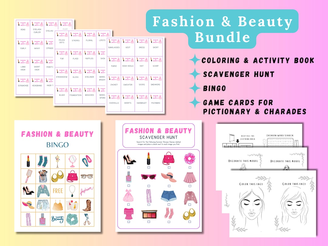 FASHION and BEAUTY ACTIVITY Bundle | Fashion Games | Word Search ...