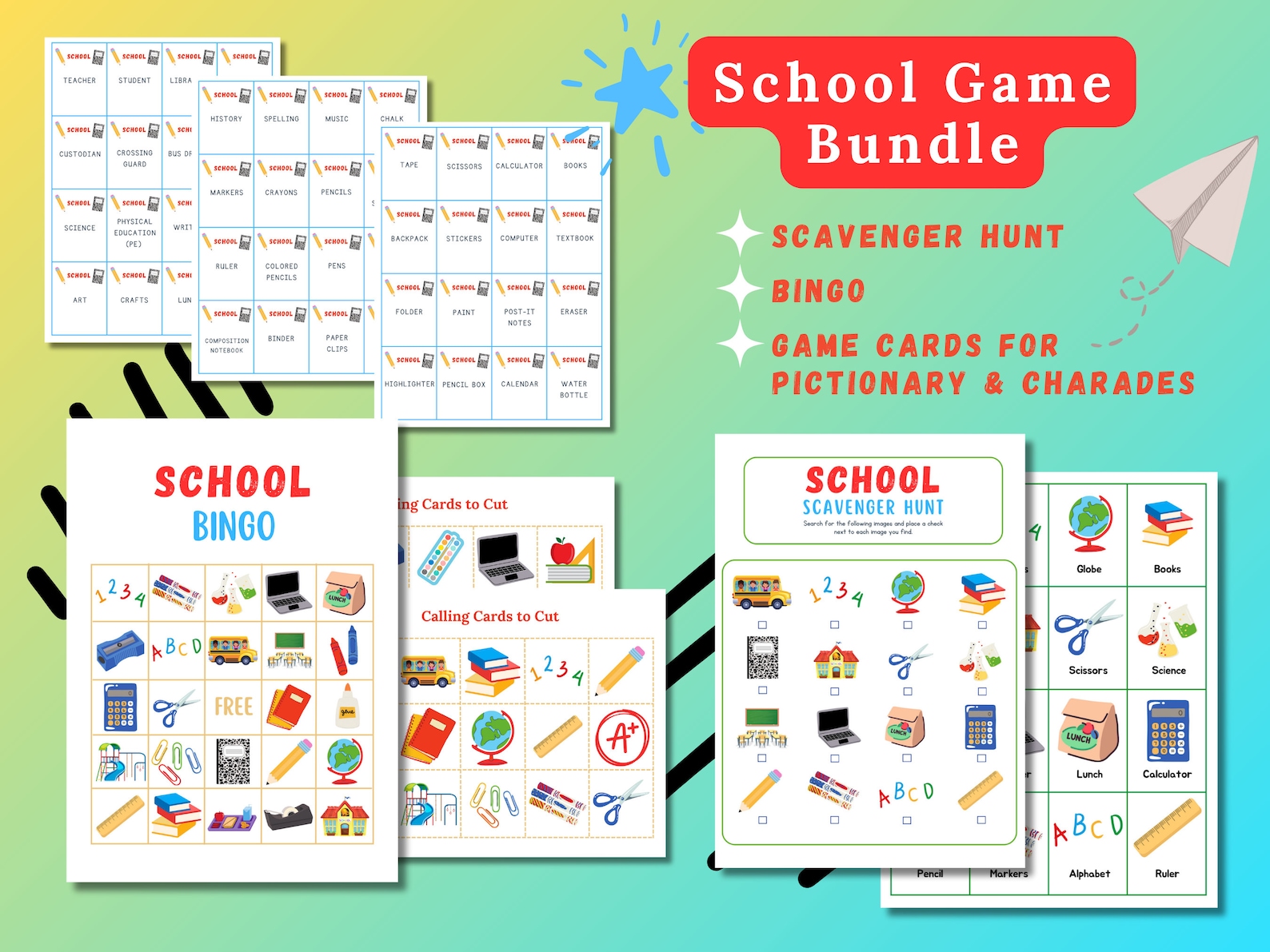 SCHOOL GAME Bundle | Back to School Games | Classroom Games | Charades ...