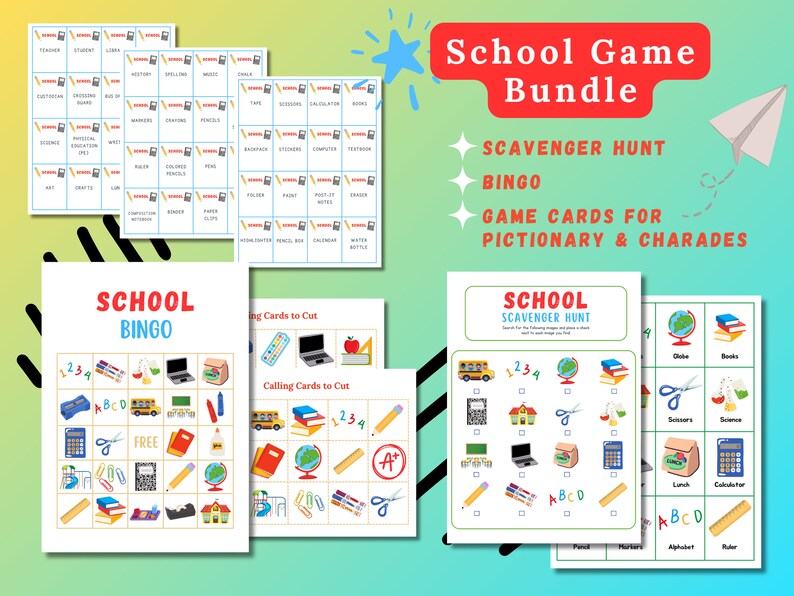 SCHOOL GAME Bundle | Back to School Games | Classroom Games | Charades ...
