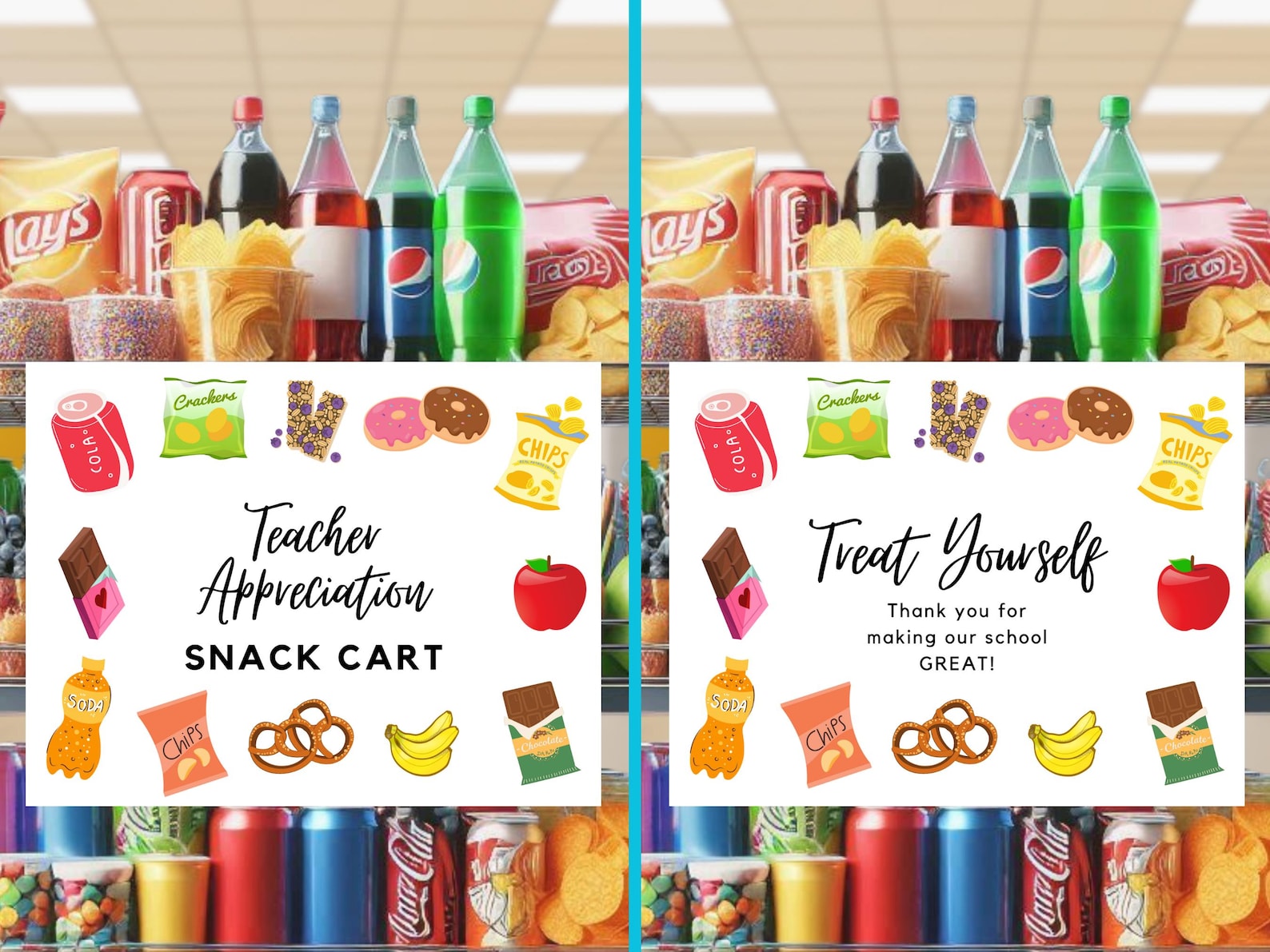 Teacher Snack Cart Signs Bundle | Teacher Appreciation | Teacher Snacks ...