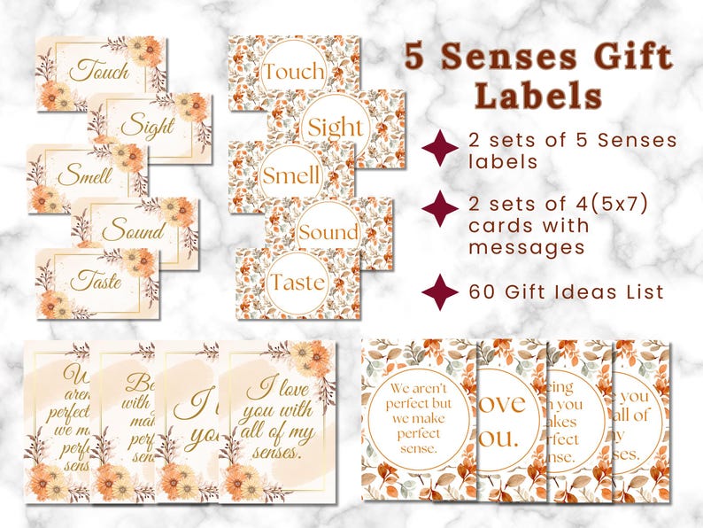 5 SENSES GIFT LABELS | Five Senses | Anniversary Gift | Autumn Fall ...