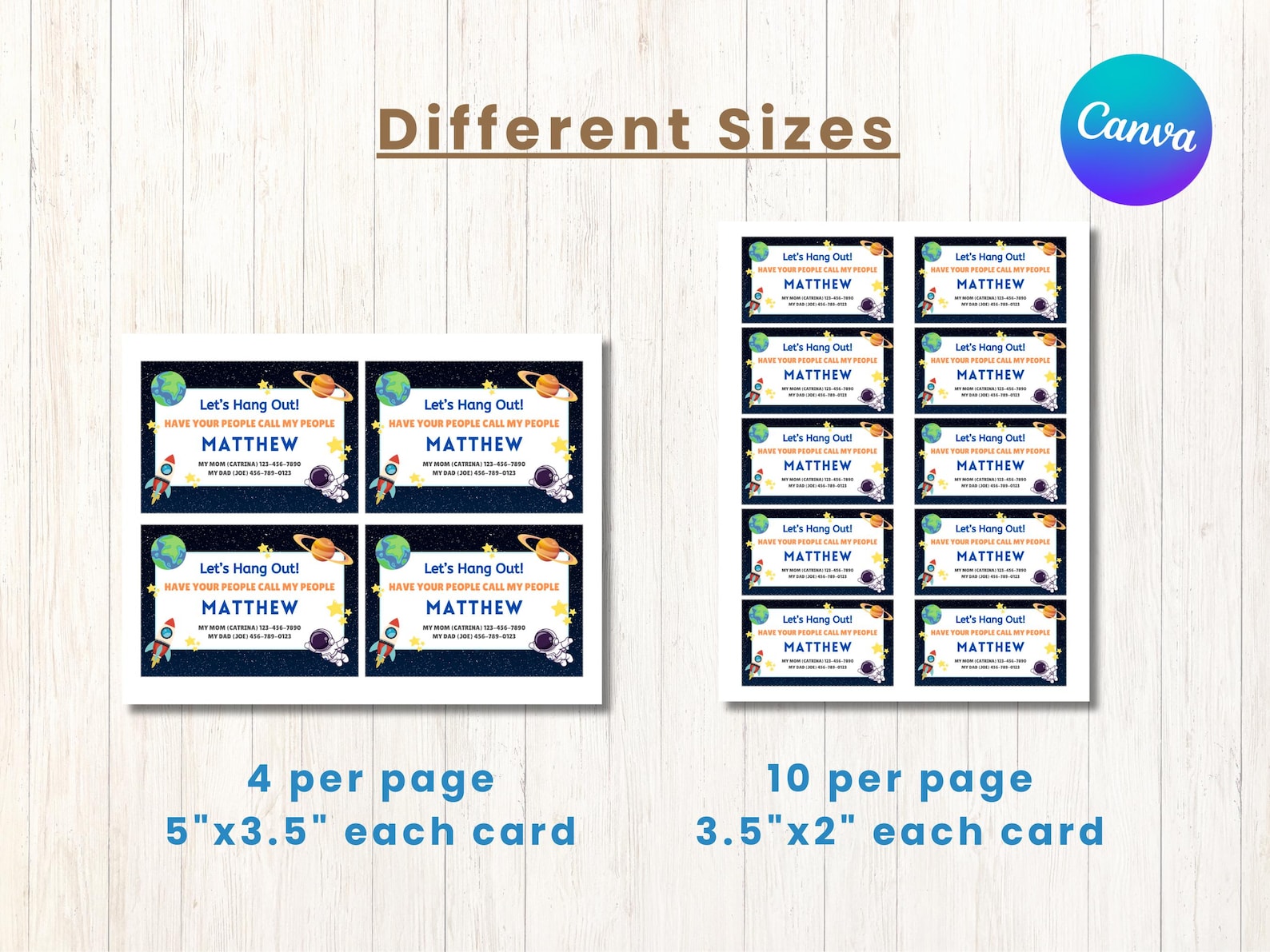 KIDS CONTACT CARDS | Boys Play Date Cards | Fun Playdate Calling Cards ...