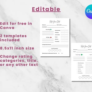 RATE YOUR DATE Templates | Ready to Print Date Evaluation | Dating ...