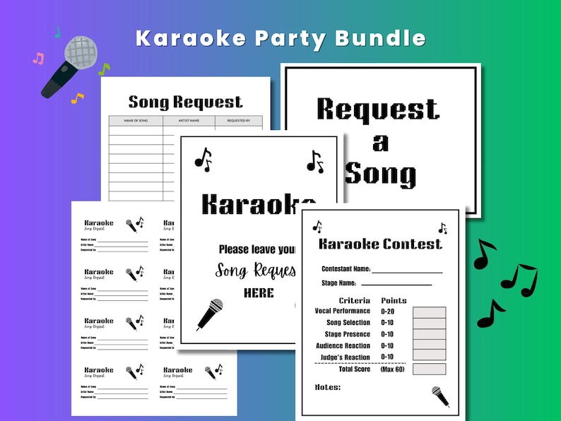 KARAOKE PARTY BUNDLE | Request a Song | Karaoke Sign up | Song Request ...