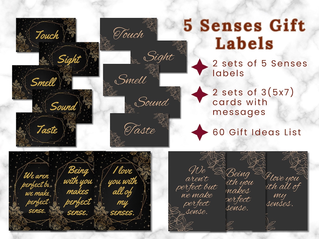 5 SENSES GIFT LABELS | Five Senses | Anniversary Gift | Valentine's ...