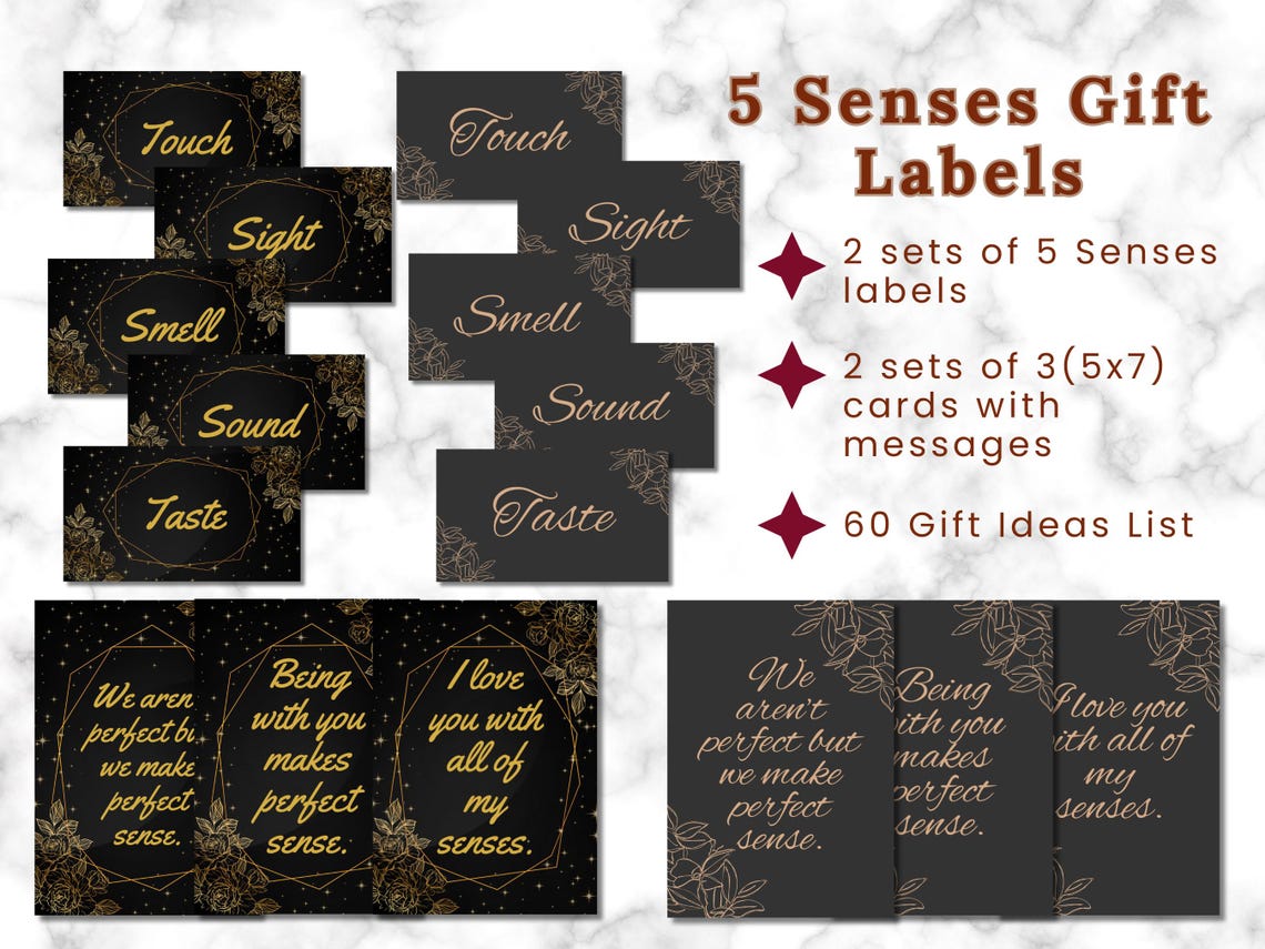 5 SENSES GIFT LABELS | Five Senses | Anniversary Gift | Valentine's ...