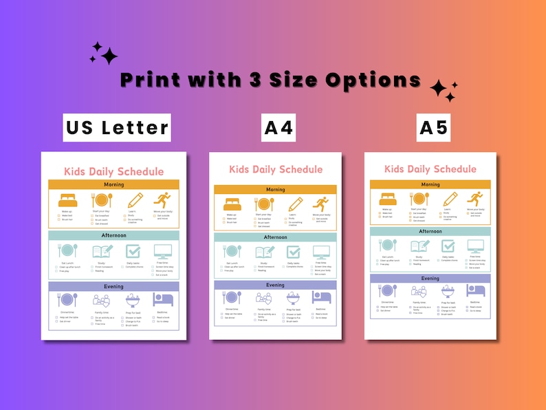 Kids Daily Schedule Kids Responsibilities Chart Printable Daily Routine ...
