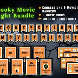 HALLOWEEN MOVIE NIGHT Party Bundle | Movie Banner | Movie Tickets ...