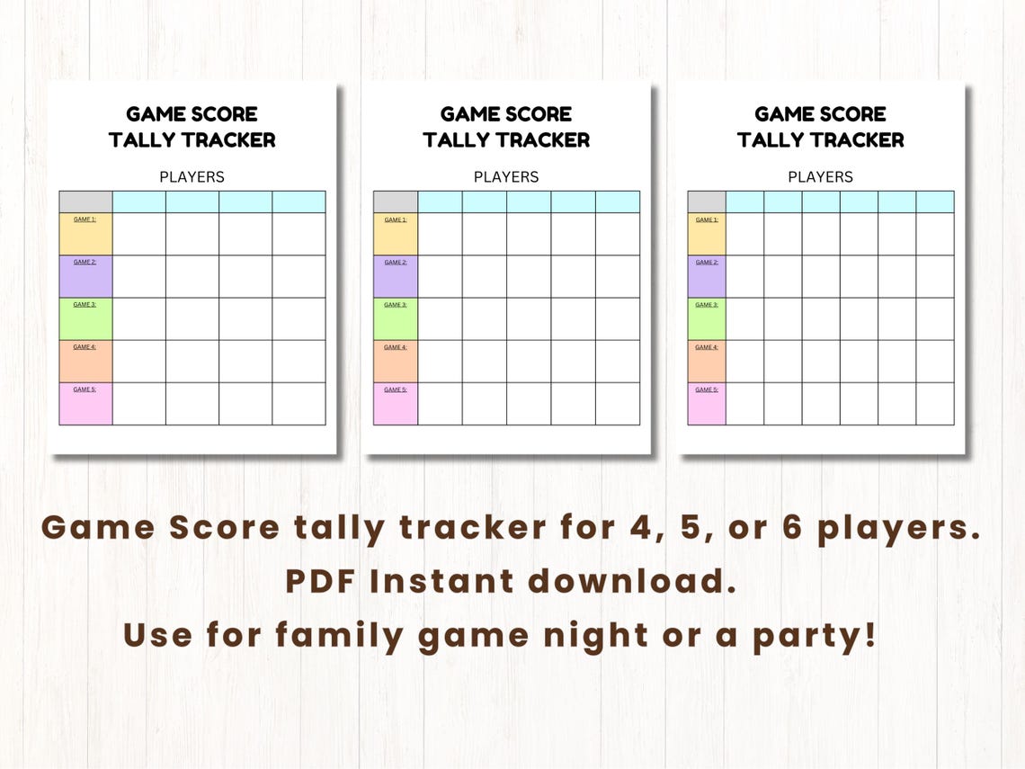 GAME NIGHT SCORE Tracker and Tokens | Family Game Night | Game Tally ...