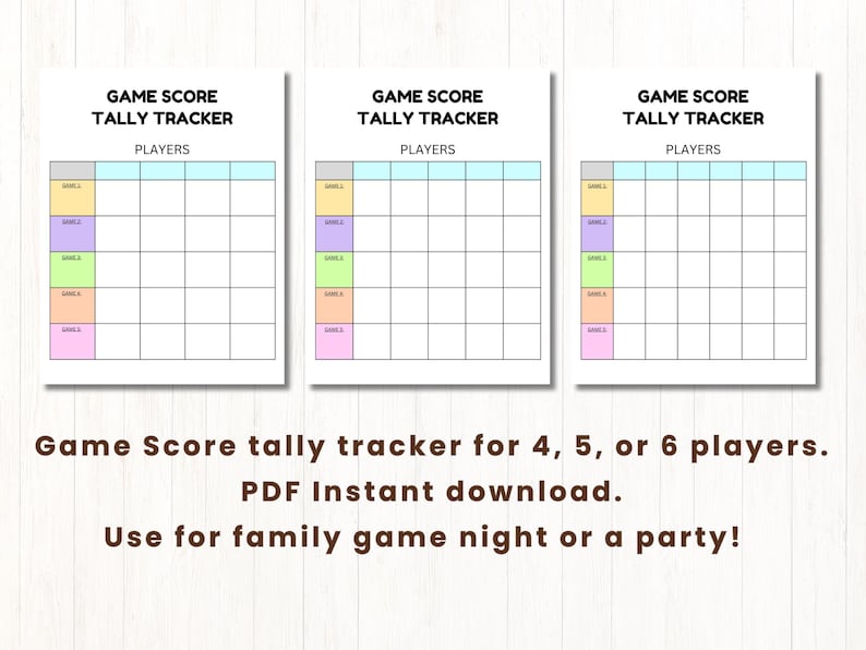 GAME NIGHT SCORE Tracker and Tokens | Family Game Night | Game Tally ...