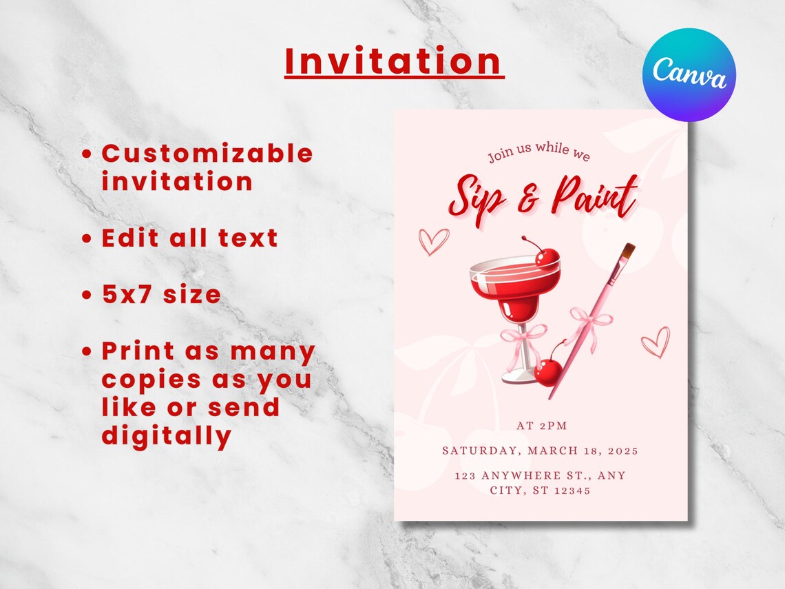 SIP and PAINT INVITATION | Galentines Paint Party | Ladies Night Party ...