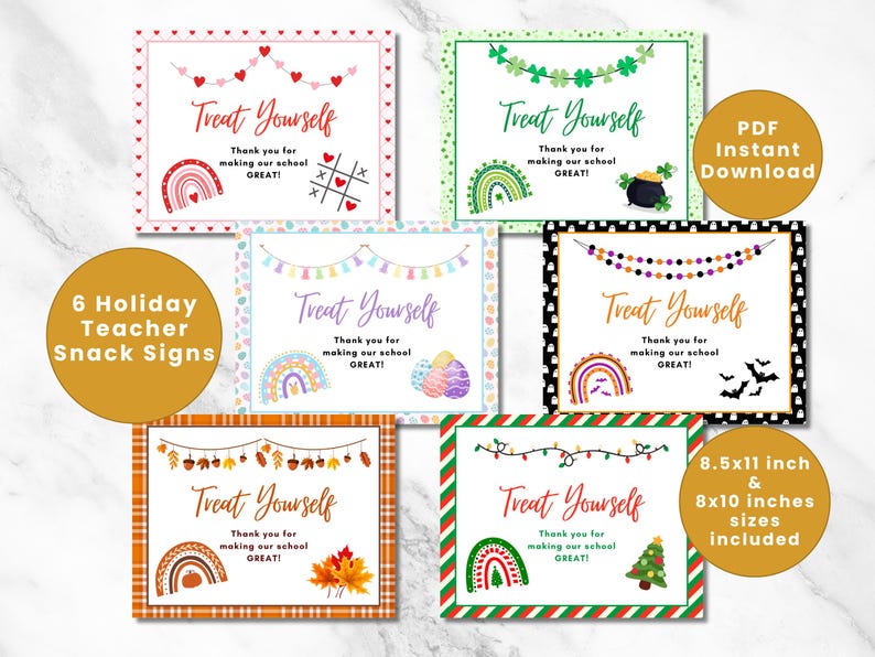 HOLIDAY Teacher Snack Cart Signs Bundle | Teacher Snack Appreciation ...