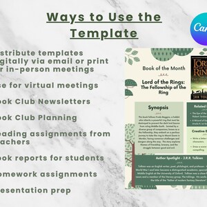 BOOK of the MONTH TEMPLATE | Book Club Meeting | Book Discussion ...