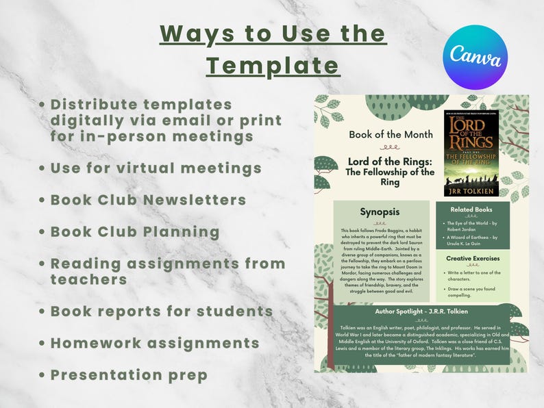 BOOK of the MONTH TEMPLATE | Book Club Meeting | Book Discussion ...