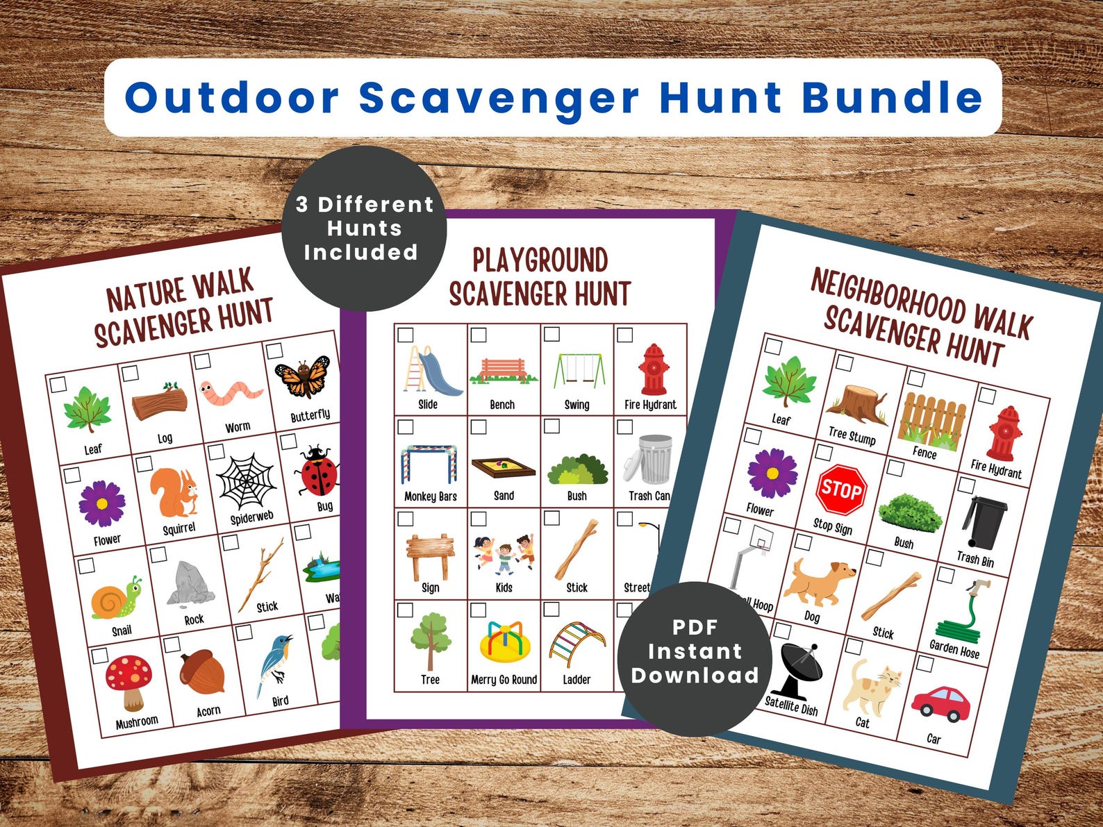 OUTDOOR SCAVENGER HUNT for Kids Bundle | Playground Scavenger Hunt ...