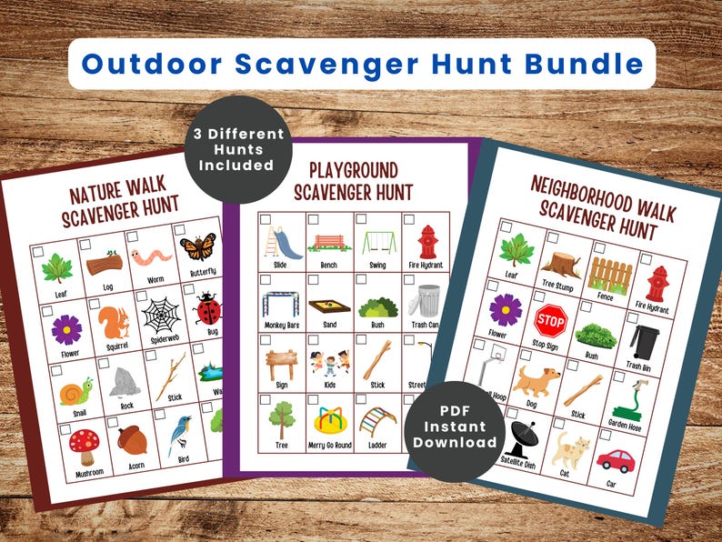 OUTDOOR SCAVENGER HUNT for Kids Bundle | Playground Scavenger Hunt ...