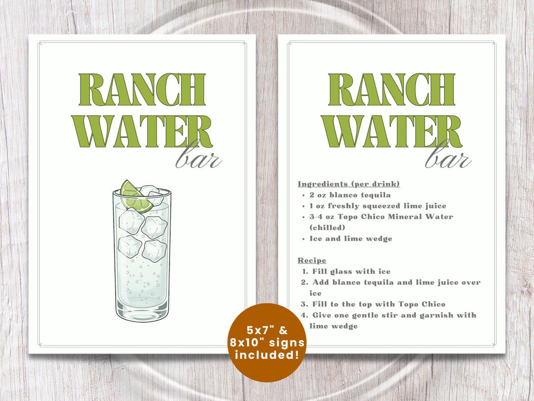 RANCH WATER Bar Sign | Adult Birthday | Texas Party | Celebration Drink ...