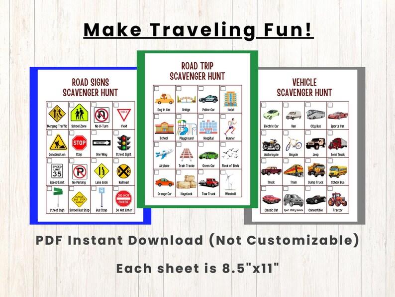 ROAD TRIP SCAVENGER Hunt for Kids Bundle | Vehicle Scavenger Hunt ...