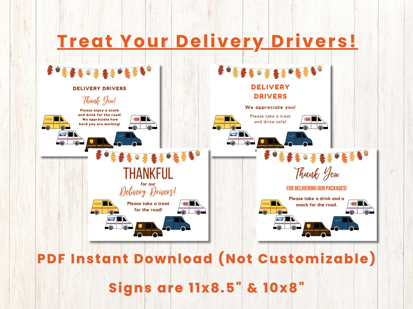 Fall DELIVERY DRIVER Thank You SNACK Signs Bundle | Delivery Snack Cart ...