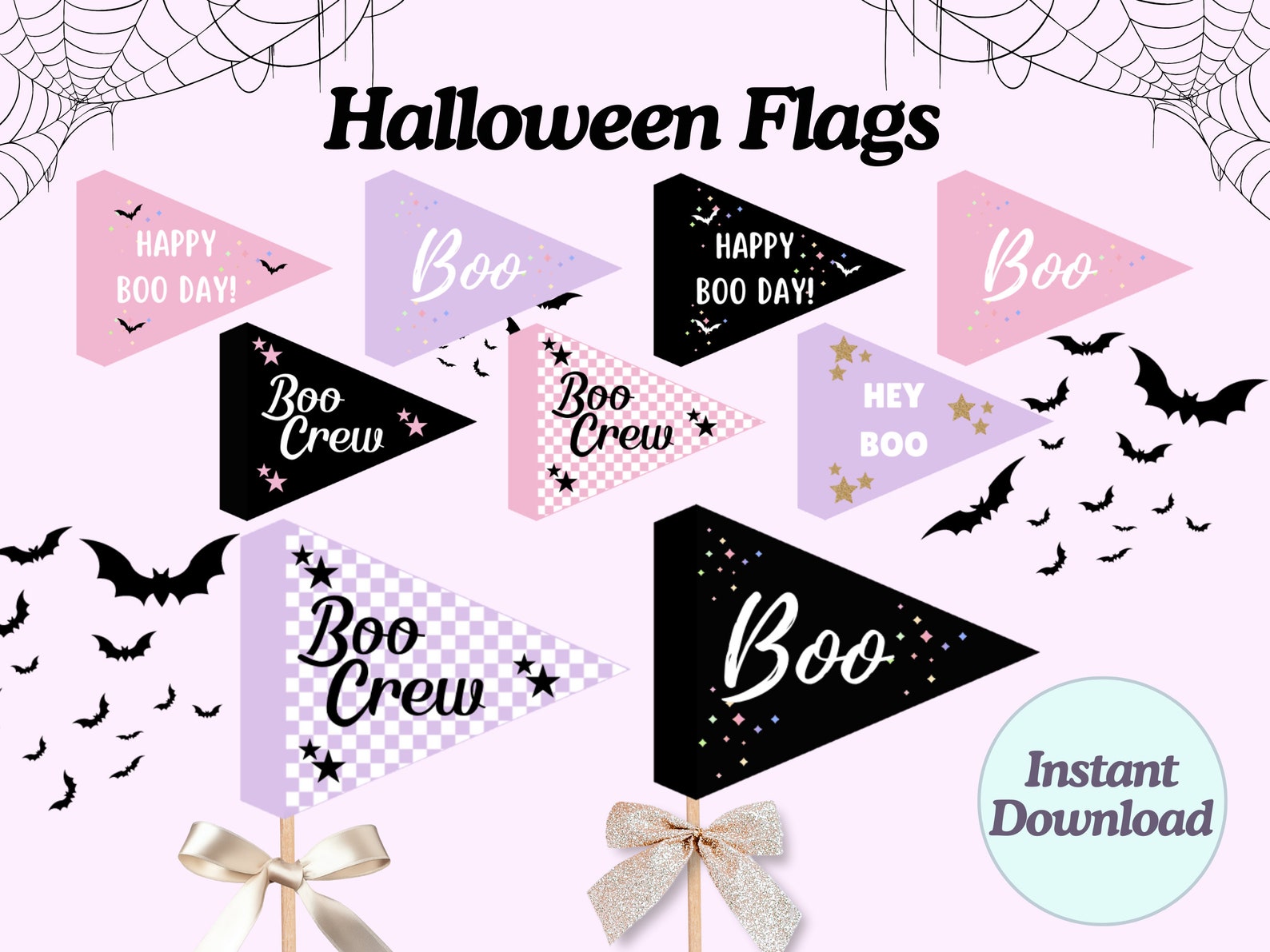 PINK & PURPLE HALLOWEEN Flag Bundle | Cute Halloween Pennant | Pink ...