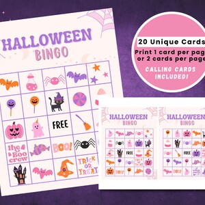 PINK HALLOWEEN BINGO | Bingo Party Game | Cute Printable | Pink ...