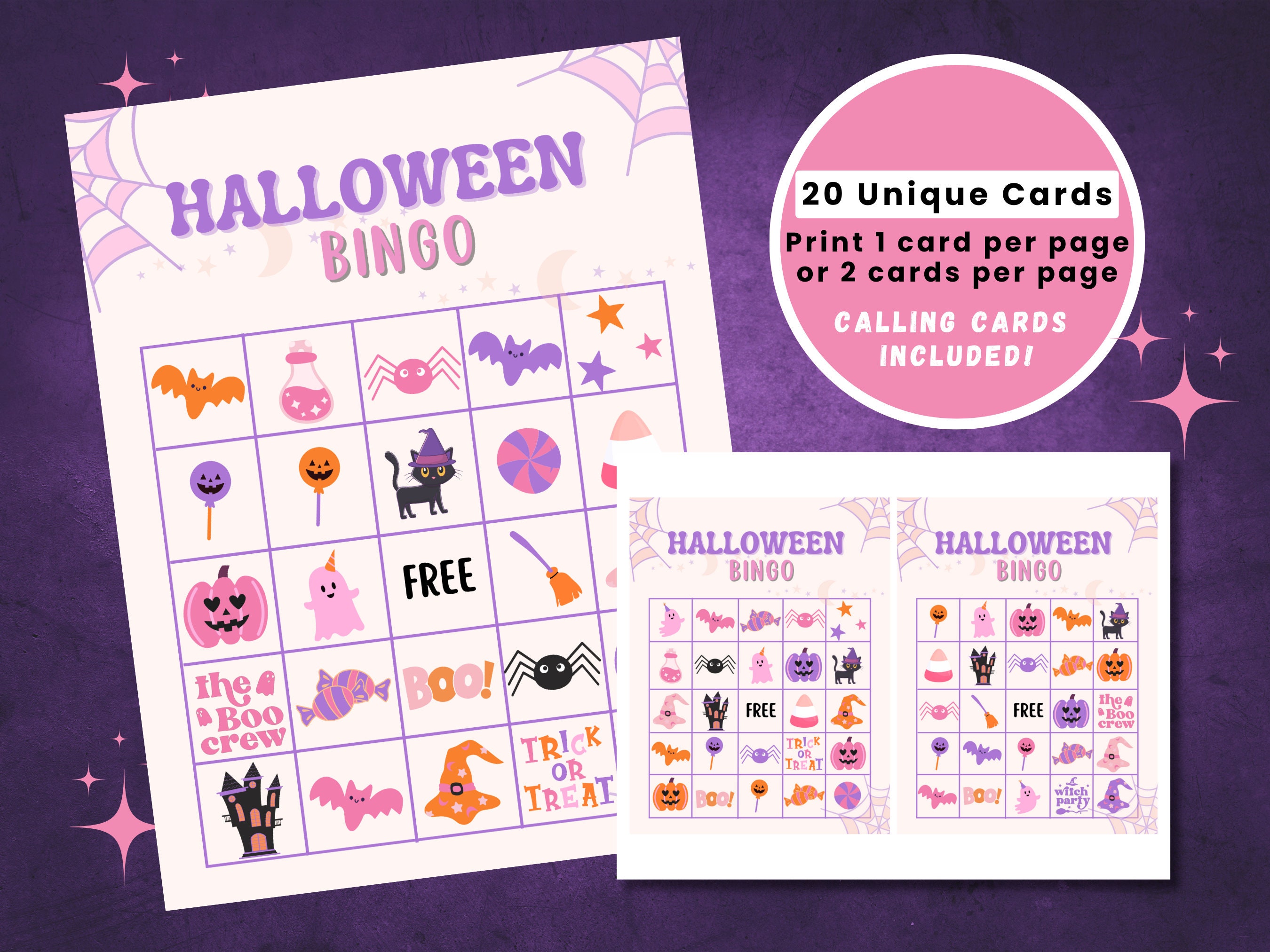 PINK HALLOWEEN BINGO | Bingo Party Game | Cute Printable | Pink ...