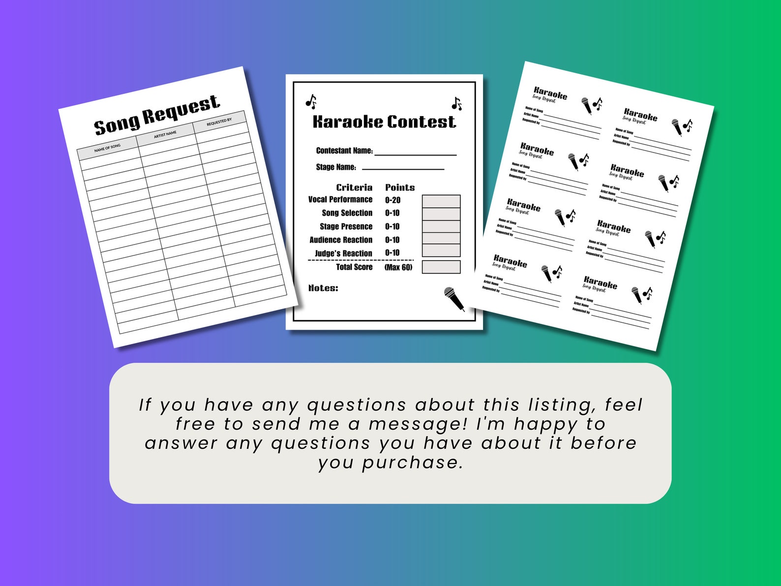KARAOKE PARTY BUNDLE | Request a Song | Karaoke Sign up | Song Request ...