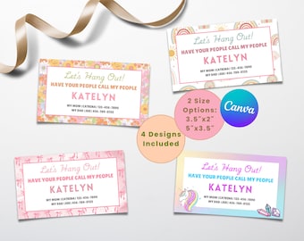 KIDS CHECKERED CONTACT Cards | Boys Play Date Cards | Fun Playdate ...