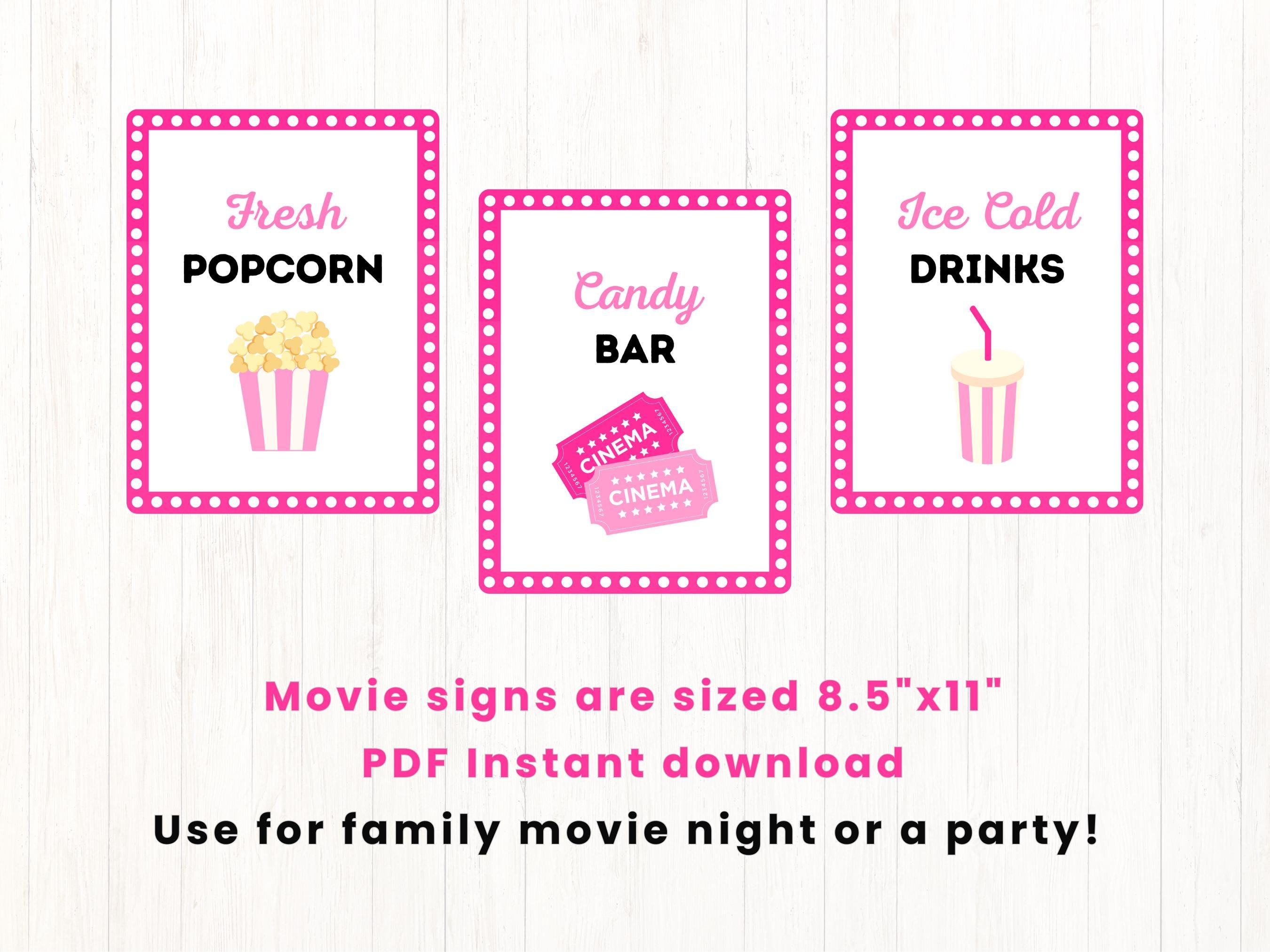 PINK MOVIE NIGHT Bundle | Movie Banner | Movie Snack Tickets | Movie ...