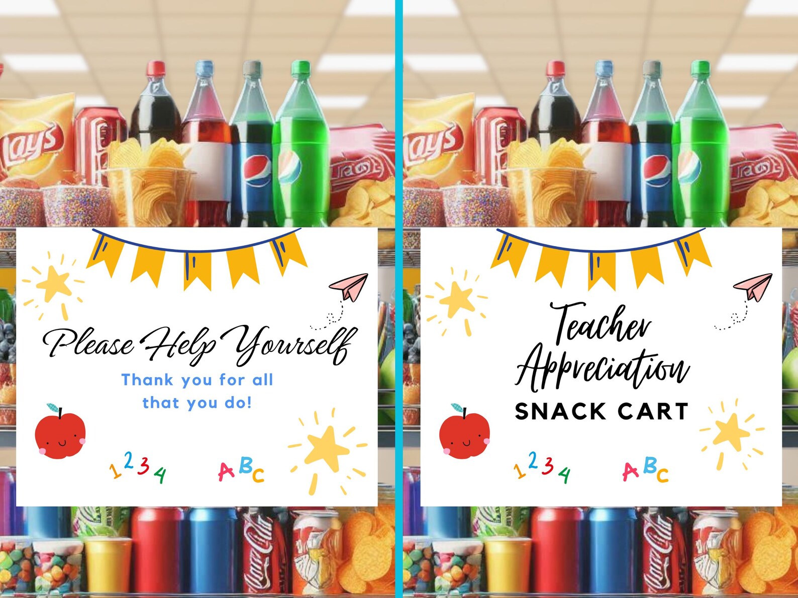 Teacher Snack Cart Signs Bundle | Teacher Appreciation | Teacher Snacks ...