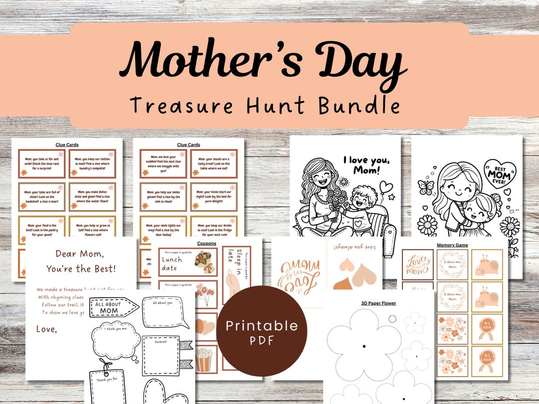 MOTHER'S DAY Treasure Hunt Bundle | Printable Mother's Day Game ...
