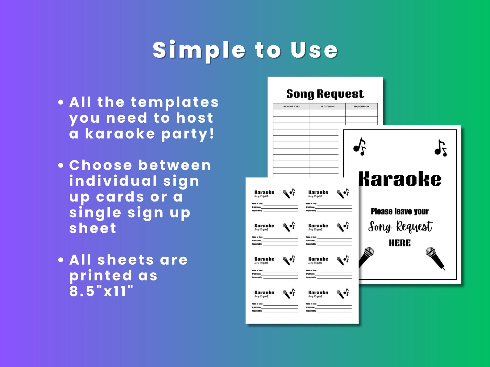 KARAOKE PARTY BUNDLE | Request a Song | Karaoke Sign up | Song Request ...