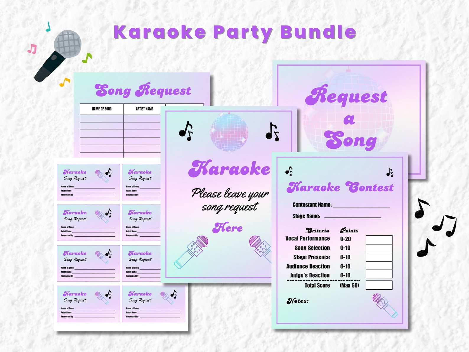 KARAOKE PARTY BUNDLE | Request a Song | Karaoke Sign up | Song Request ...