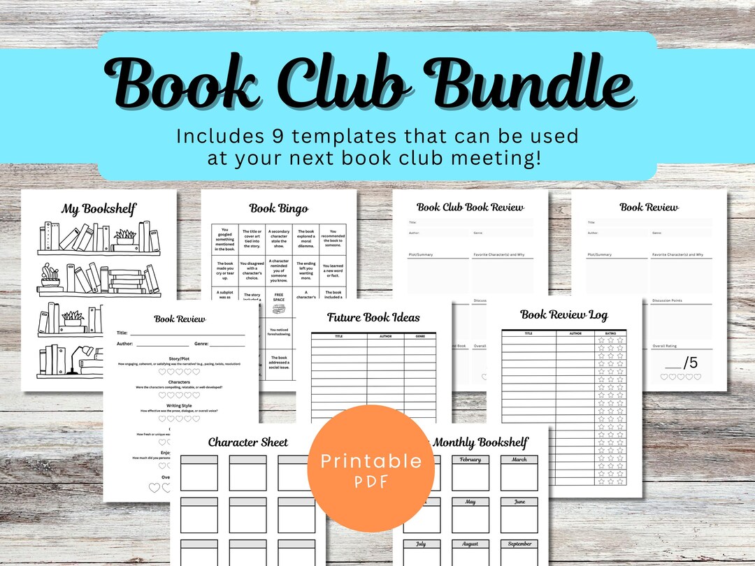 BOOK CLUB BUNDLE | Discussion Templates | My Bookshelf | Book Bingo ...