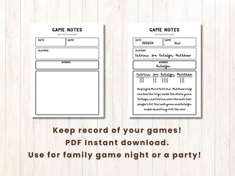 GAME NIGHT Score Tracker With Tokens and Record Journal | Family Game ...
