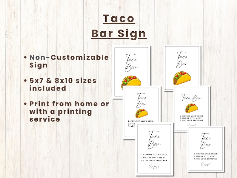 TACO BAR Sign | Taco Party | Kids Birthday Party Printable Signs ...