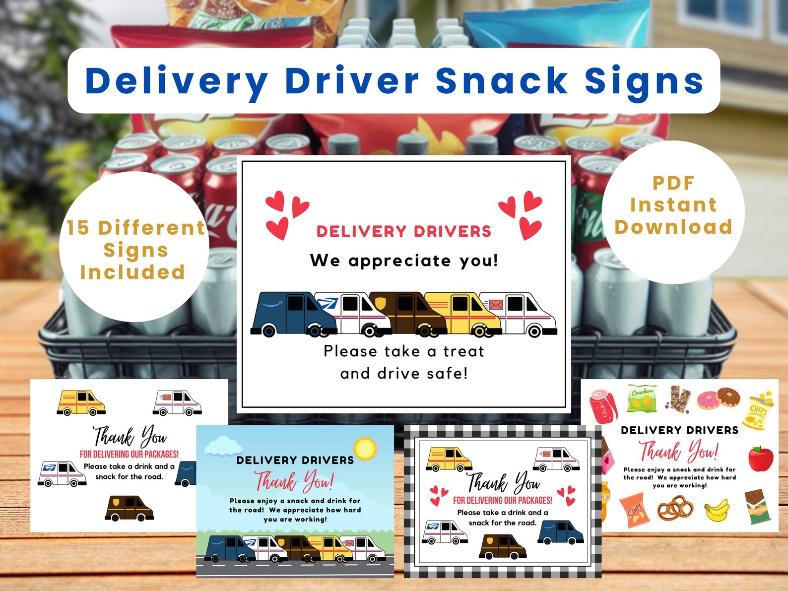 DELIVERY DRIVER Thank You SNACK Signs Bundle | Delivery Snack Cart ...