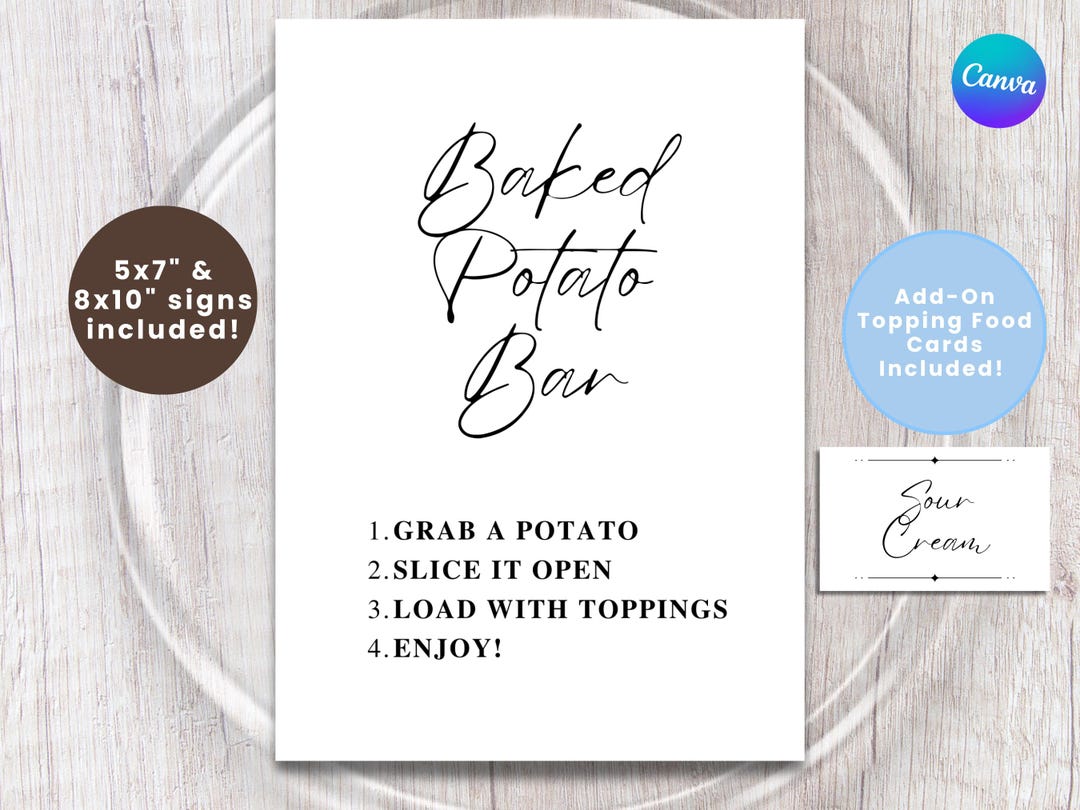BAKED POTATO BAR Bundle Sign and Food Tents | Minimalist Sign | Teacher ...