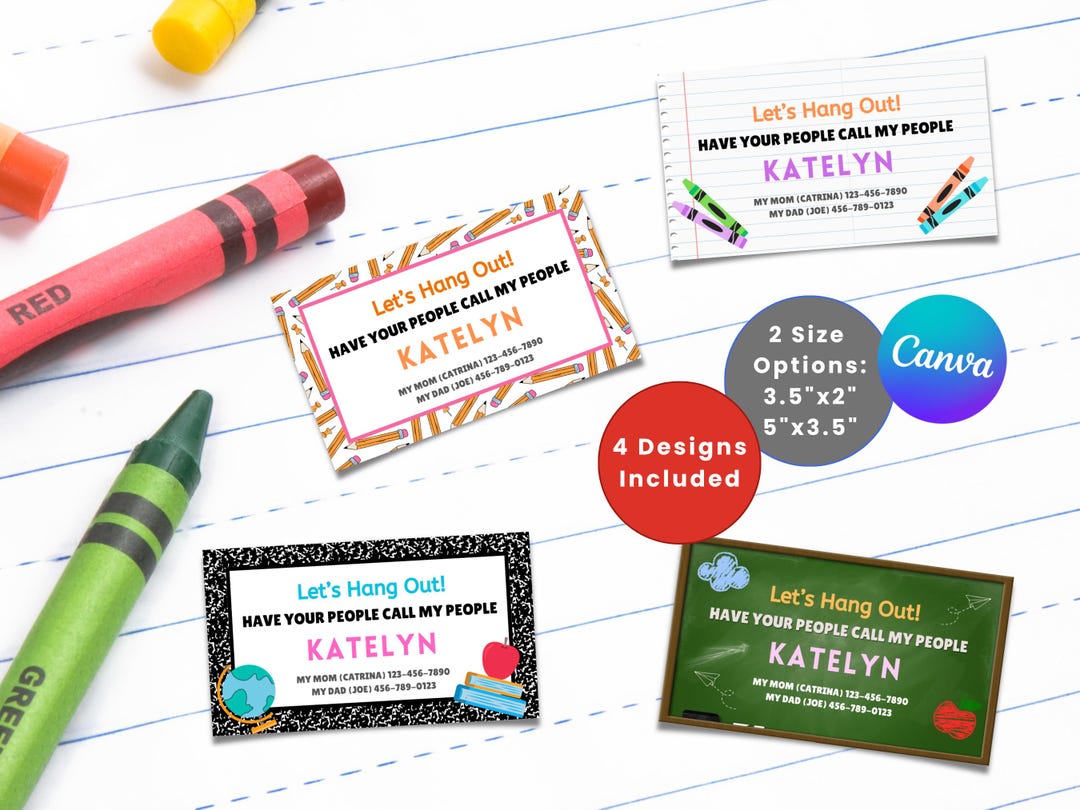 KIDS CONTACT CARDS | Boys Play Date Cards | Fun Playdate Calling Cards ...