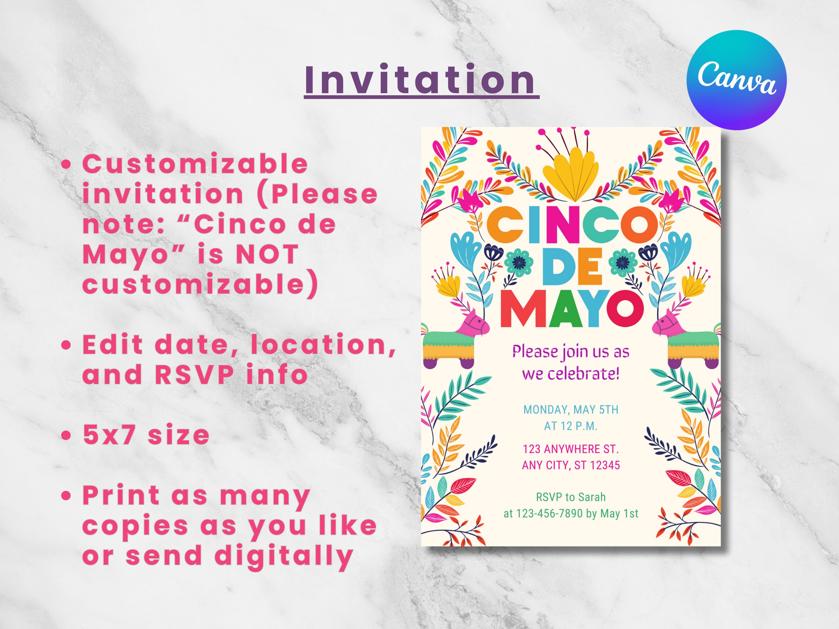 CINCO De MAYO Invitation | May 5th Party Invites | Cinco De Mayo Party ...