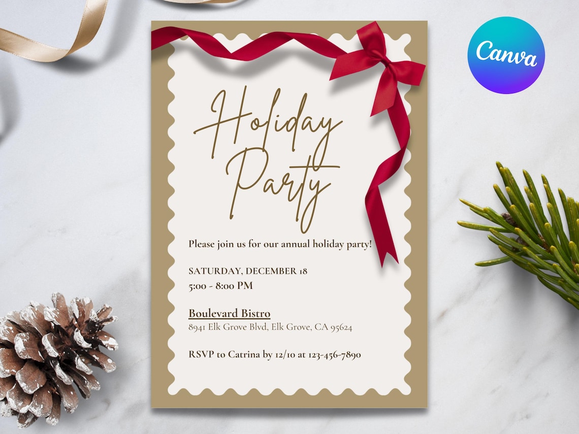 HOLIDAY PARTY Invitation | Work Holiday Luncheon Invite | Company ...