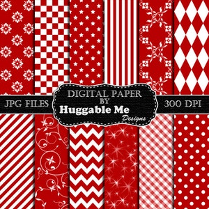 Red Scrapbook Paper Instant Download Dark Red Pattern Paper for Wedding ...