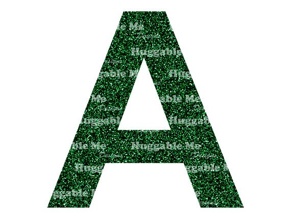 Green Glitter Alphabet Clipart - Sparkle Letters and Numbers (digital ...