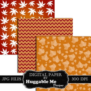 Digital Paper Pack, Autumn Leaves Paper, Digital Scrapbook Paper ...