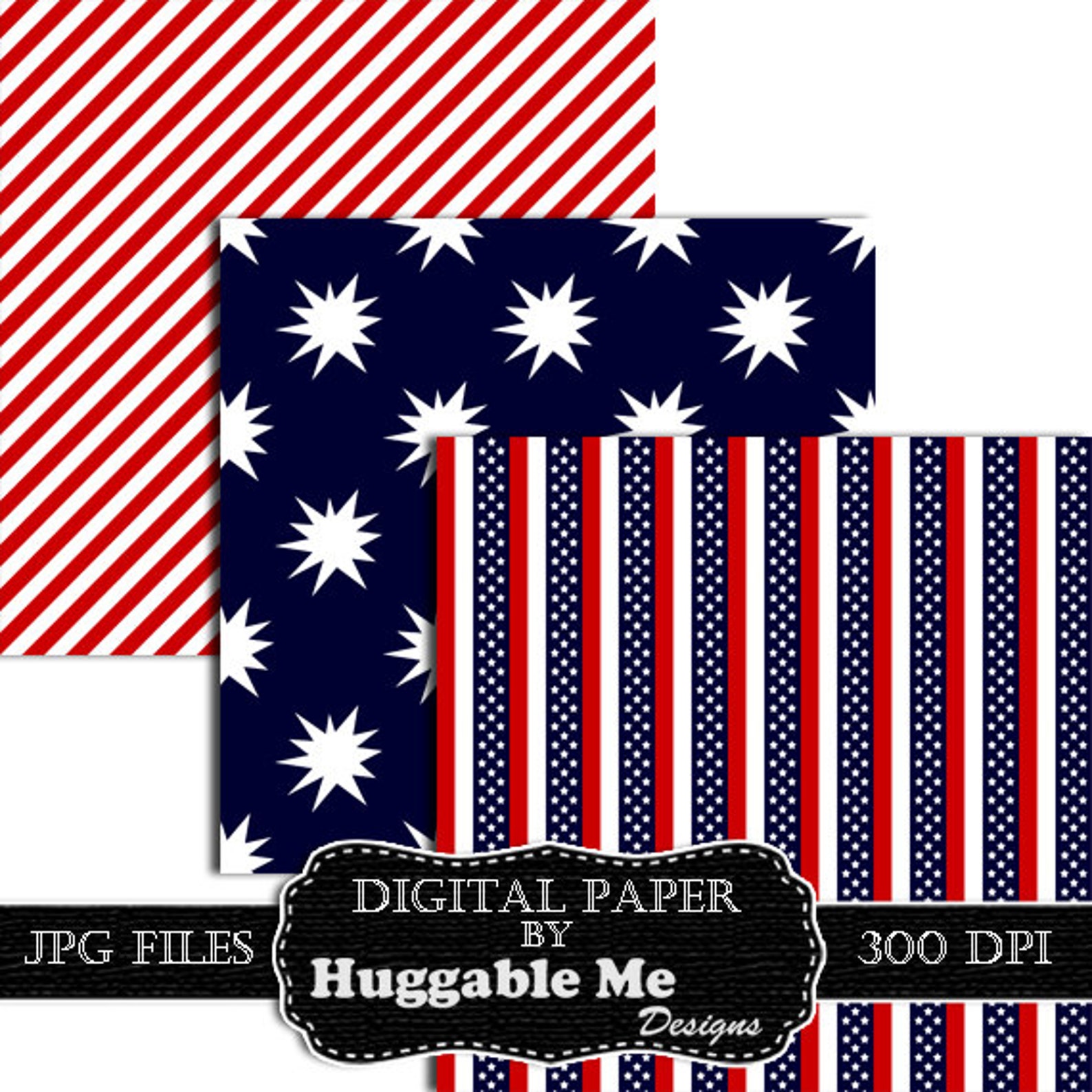 July 4th Digital Paper - Printable Red White & Blue Digital Scrapbook ...