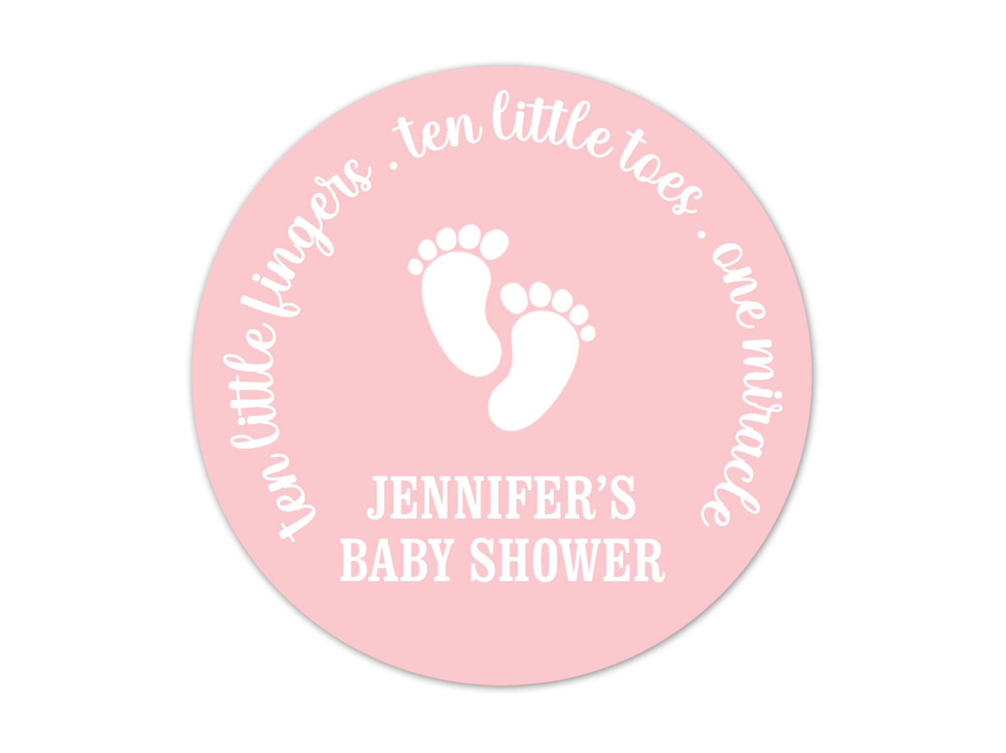 Personalized Pink Baby Shower Favor Stickers, Ten Little Fingers Ten ...