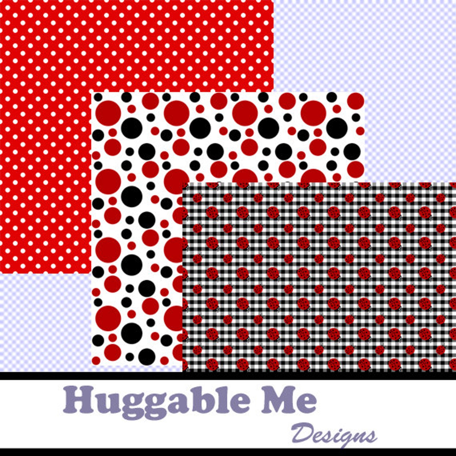 Ladybug Digital Paper Red & Black Chevron Gingham Ladybug - Etsy