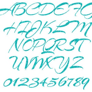 Turquoise Alphabet Clipart, Aqua Glitter Letters, Numbers Clipart ...