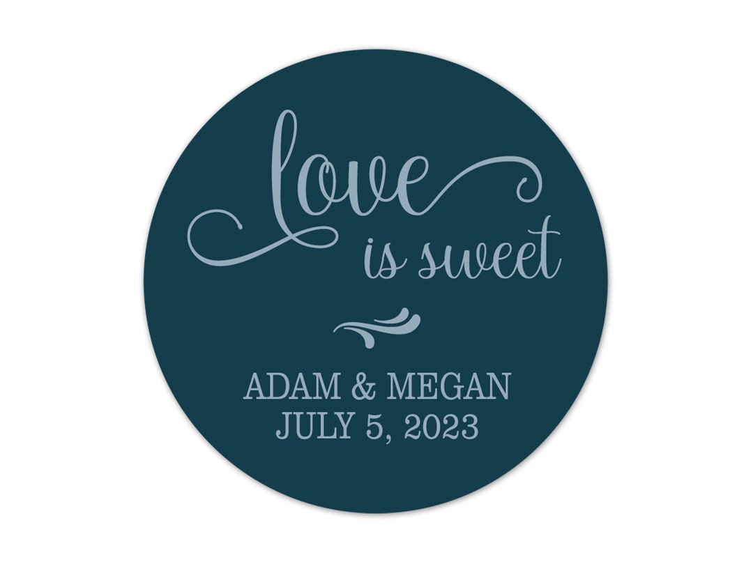 Teal Blue Wedding Favor Stickers, Personalized Love is Sweet Labels - Etsy