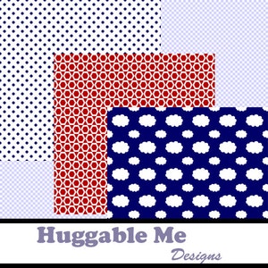 Red White & Blue Digital Papers Chevron Stripes Checkers Patriot ...